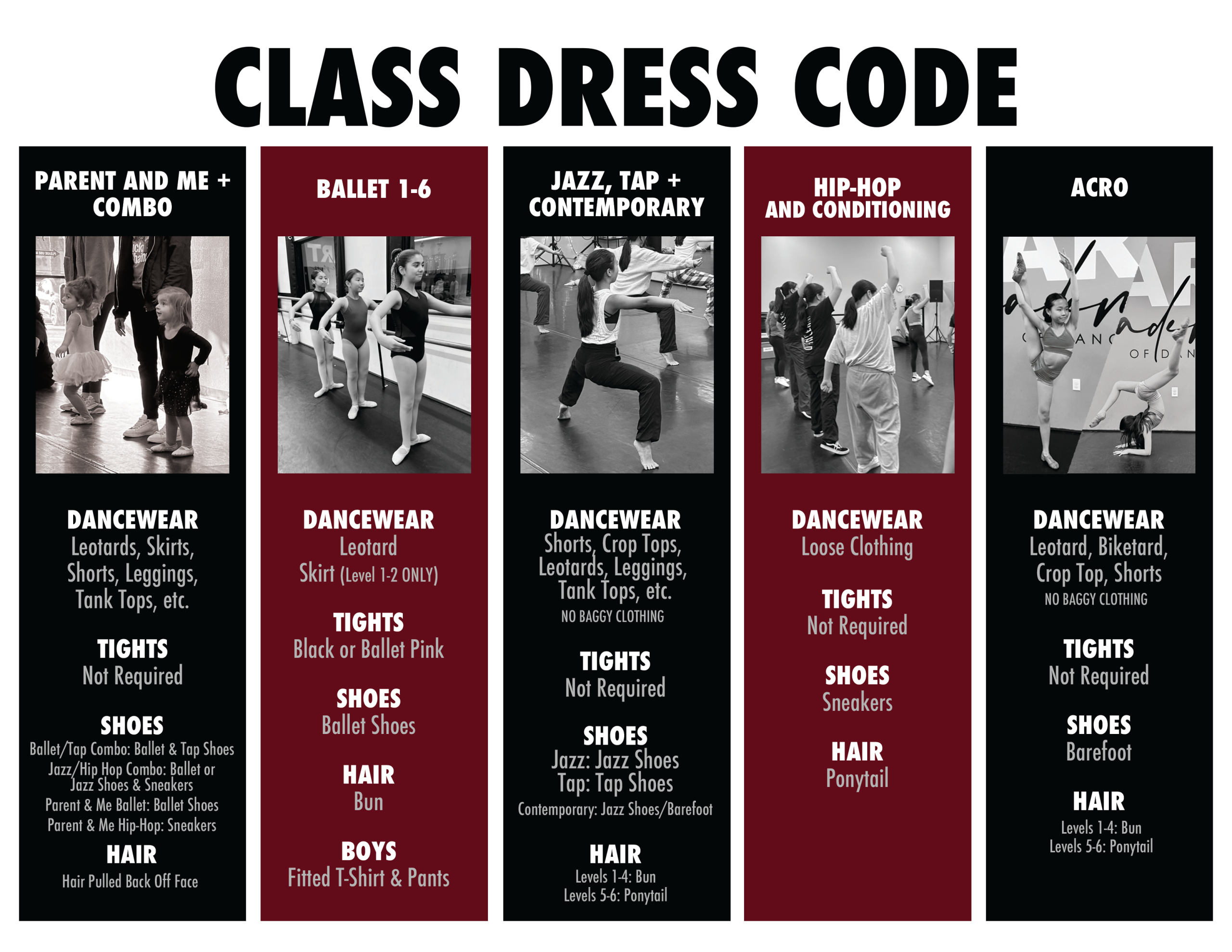 Class Dress Code - Hart Academy of Dance